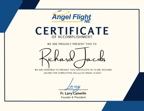AFNE Volunteer Pilot Rich Jacobs Recognized for 900 Flights of Healing ...